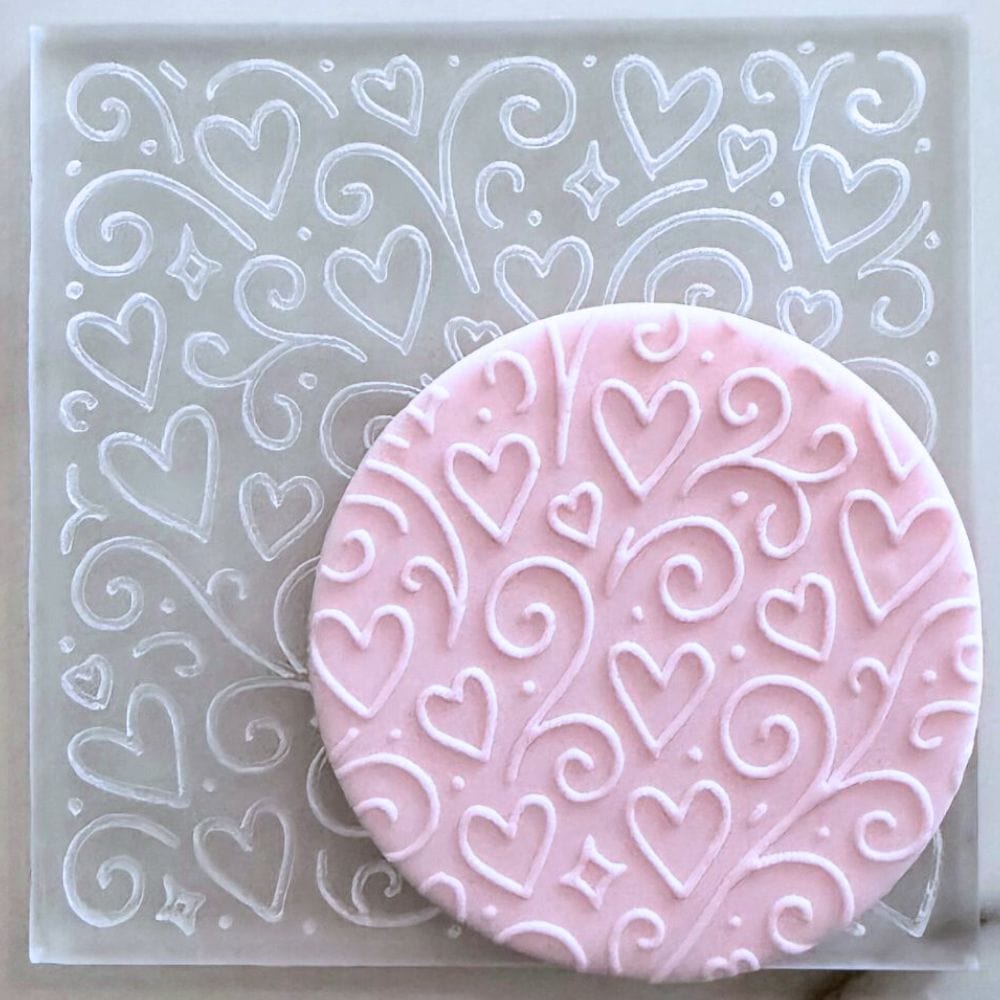 Swirly Hearts Cookie Stamp – Fondant Embosser for Romantic Cookies – Pixie Patio