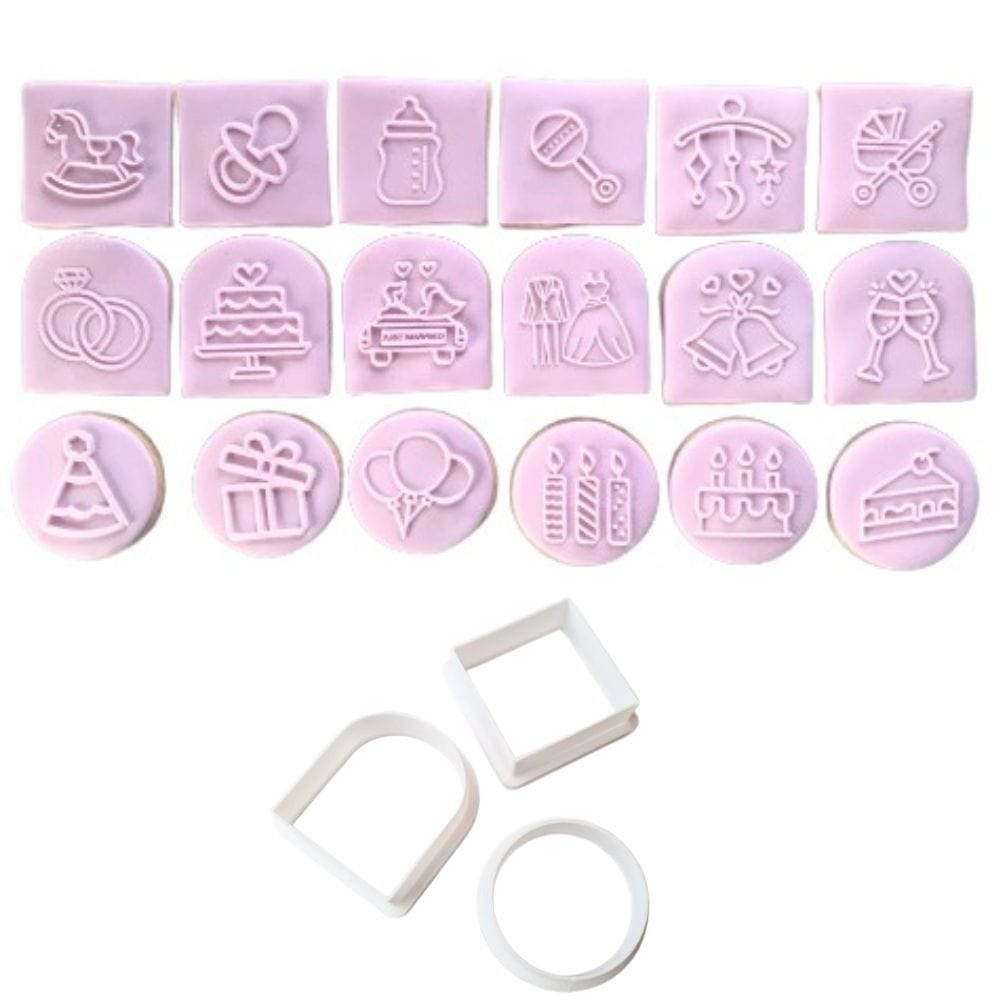 Celebration Bundle Mini Cookie Stamp Fondant Embosser Set – Pixie Patio