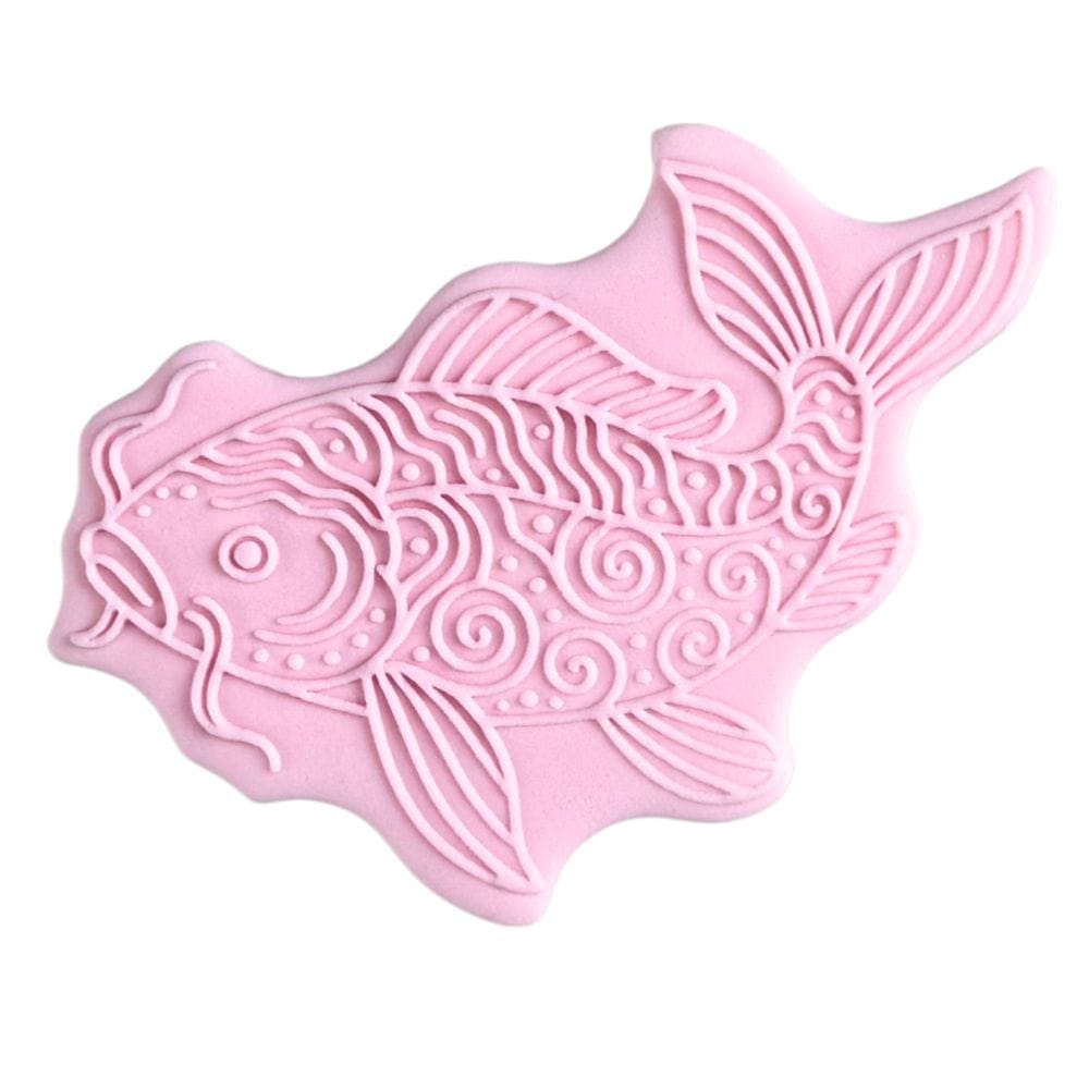 Koi Fish Cookie Cutter & Embosser Set – Ocean Fondant Stamp – Pixie Patio